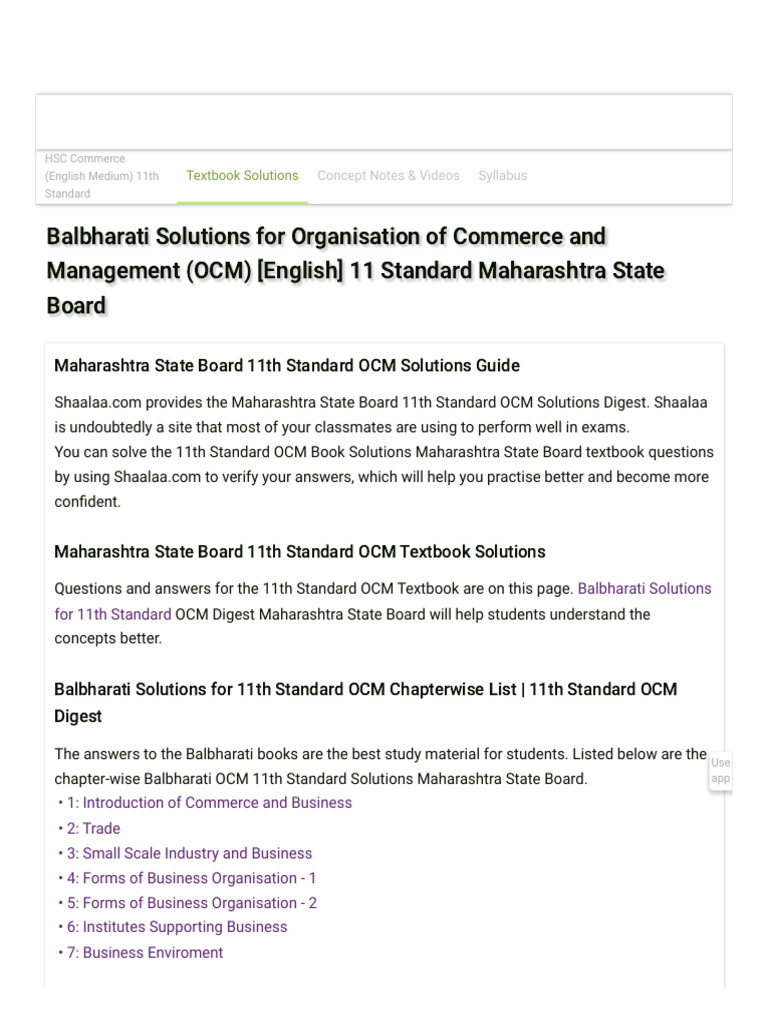11th Standard OCM Solutions Maharashtra | PDF | Business | Retail