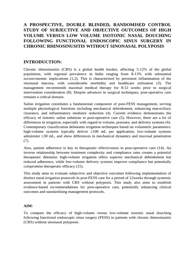 High Flow Versus Low Flow Nasal Douching-1 | PDF | Medical Specialties ...