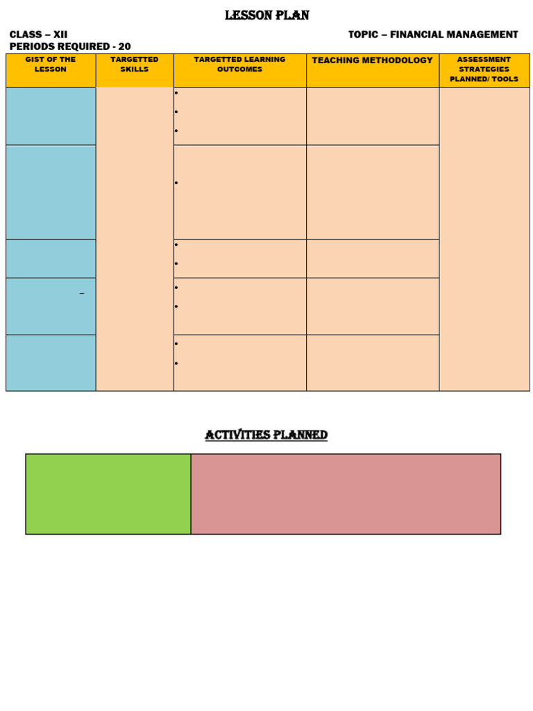 Financial Management Lesson Plan for XII | PDF | Capital Structure ...