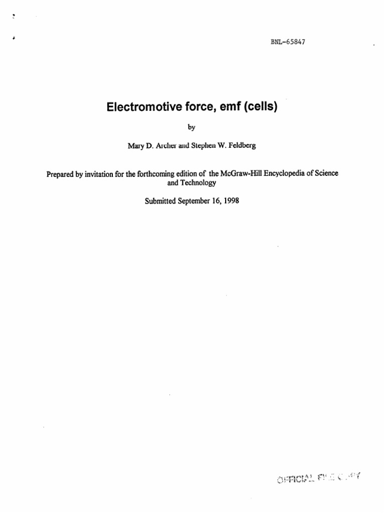 Electromotive Force Emf Cells | PDF | Electrochemistry | Physical Chemistry