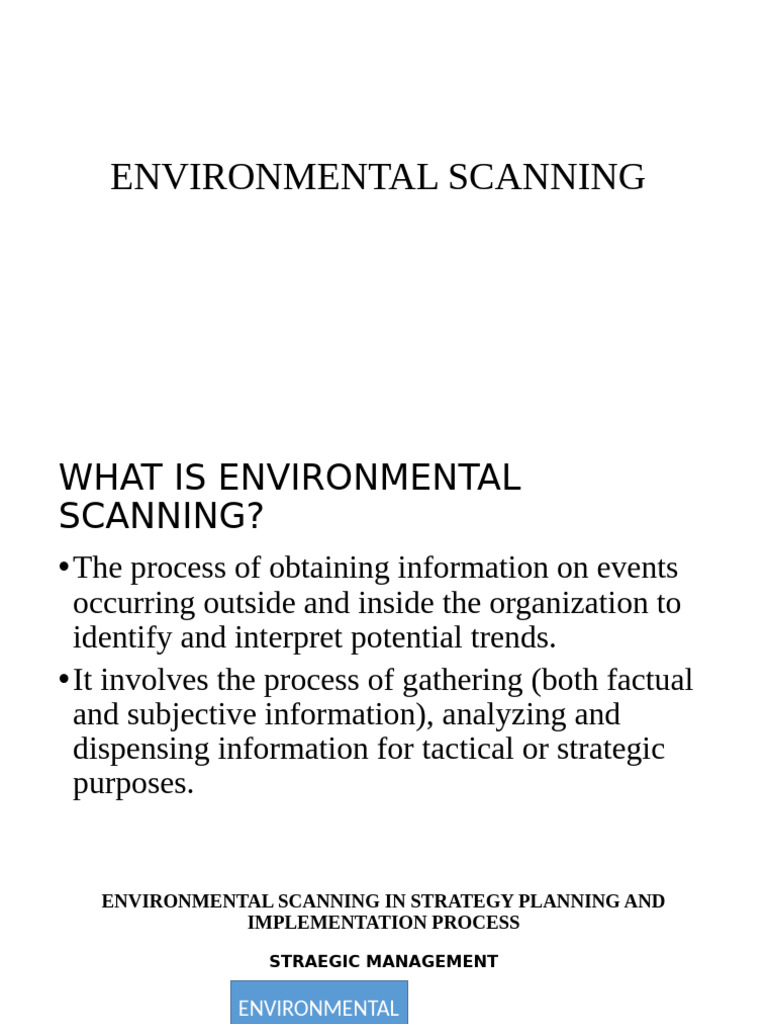 Environmental Scanning Slides | PDF