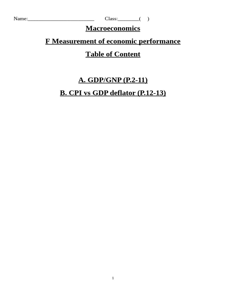 Economic Performance Measurement in Macroeconomics | PDF | Gross ...