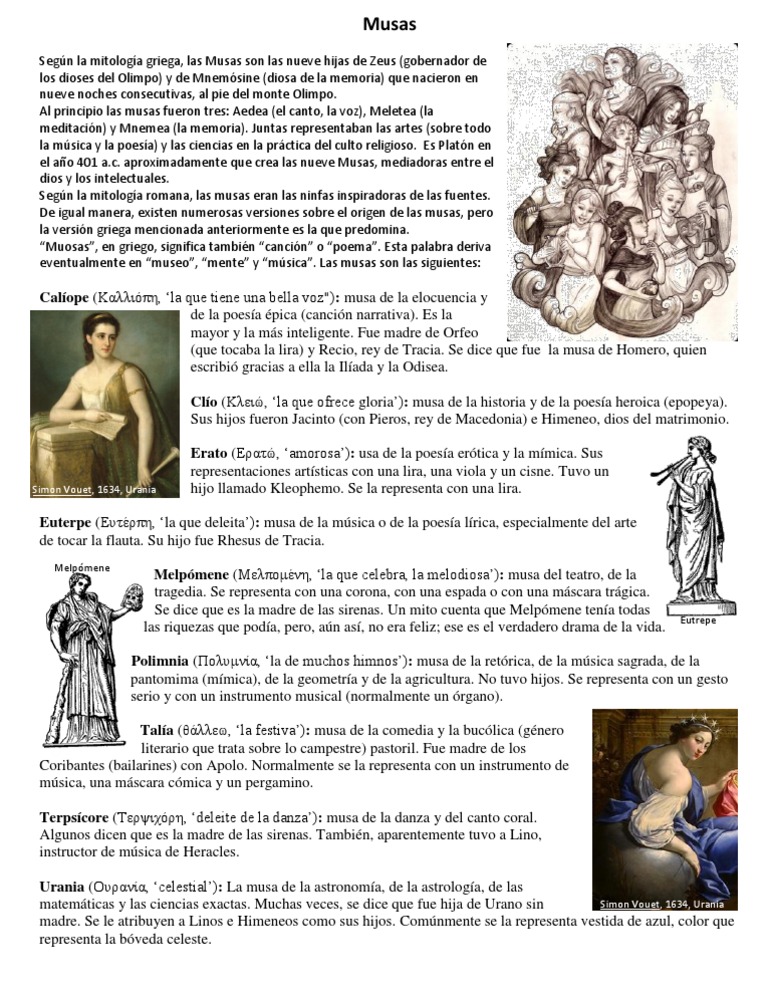 Musas | PDF | Musa | Diosas del conocimiento
