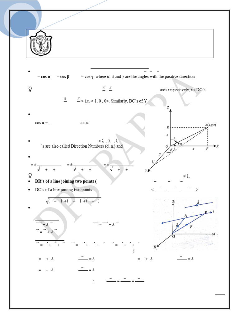 IW - 11 3D Geometry - Line | PDF | Cartesian Coordinate System ...