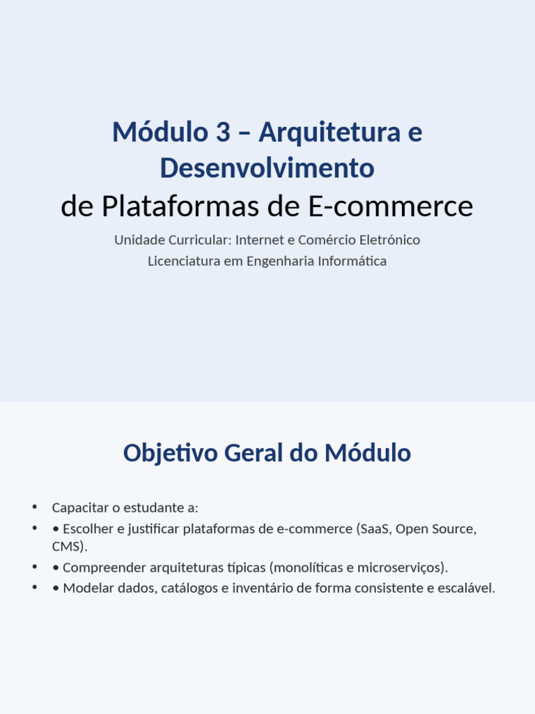 Modulo3 Arquitetura Ecommerce | PDF | Software como serviço | E-commerce