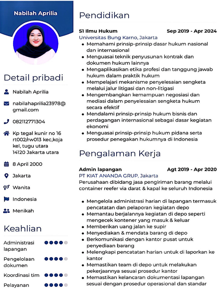 CV Nabilah Aprilia | PDF