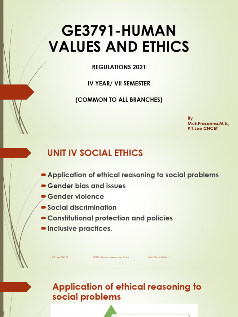 Unit Iv Social Ethics | PDF | Violence | Discrimination