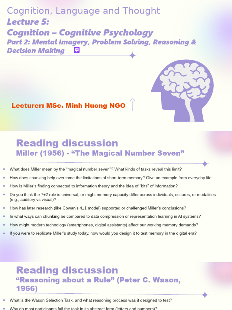 Cognitive Psychology: Imagery & Reasoning | PDF | Mental Image ...