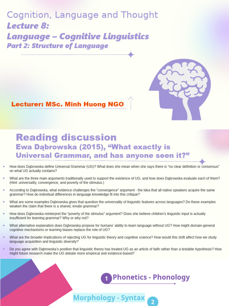 Cognitive Linguistics: Language Structure Insights | PDF | Syntax | Phrase