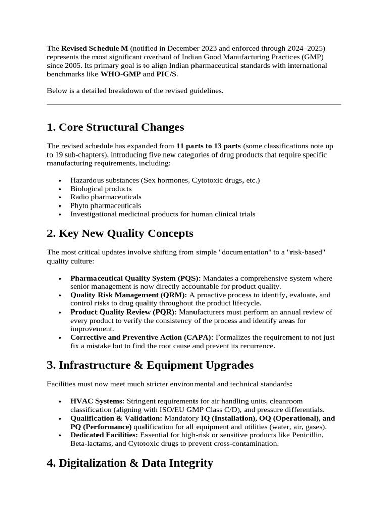 Revised Schedule M: Key GMP Updates | PDF | Verification And Validation