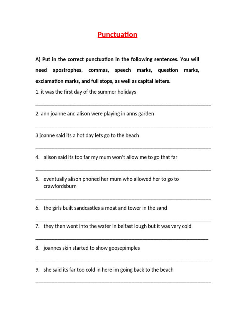 Punctuation Wz Answer Key | PDF | Punctuation | Chess Theory