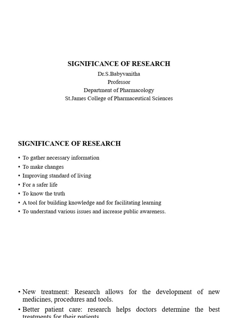 Significance of Research | PDF