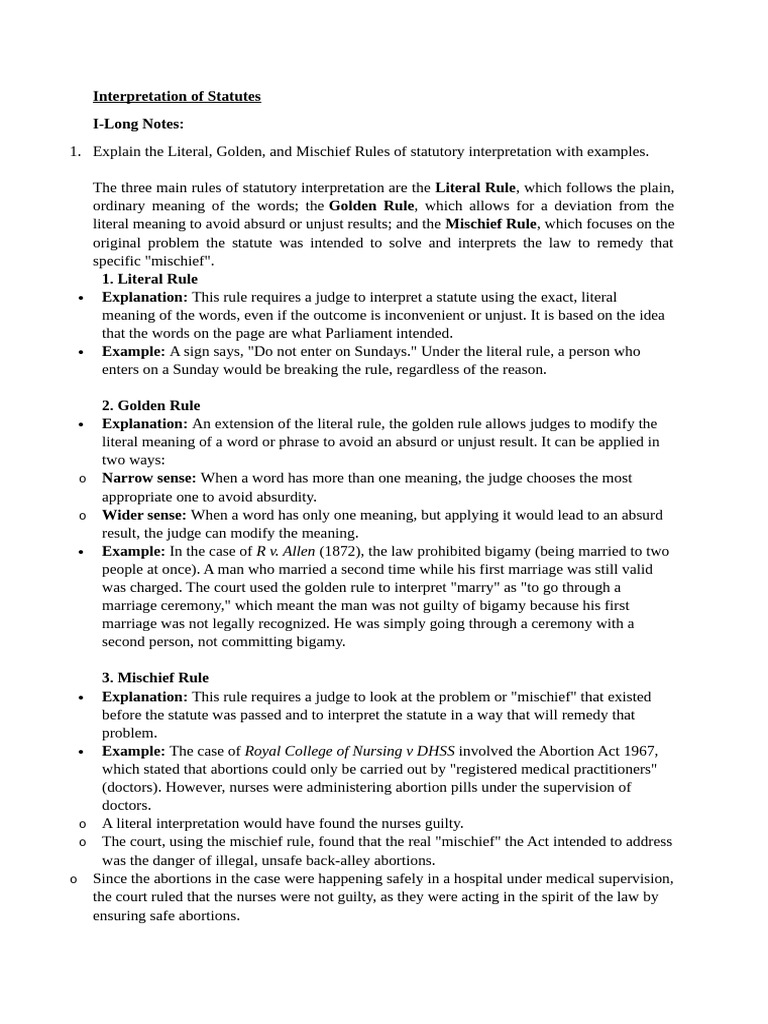 Interpretation of Statutes | PDF | Statutory Interpretation | Plain ...