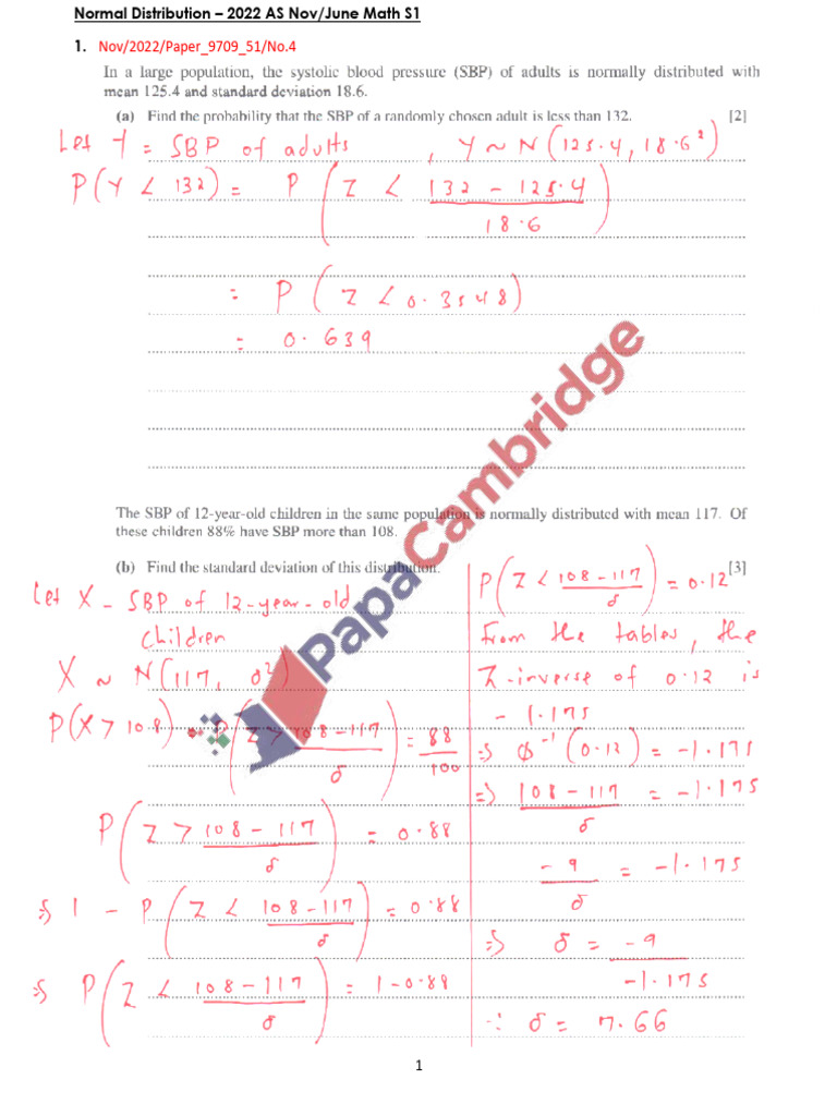 Normal-Distribution-2022-AS-Math_solved | PDF