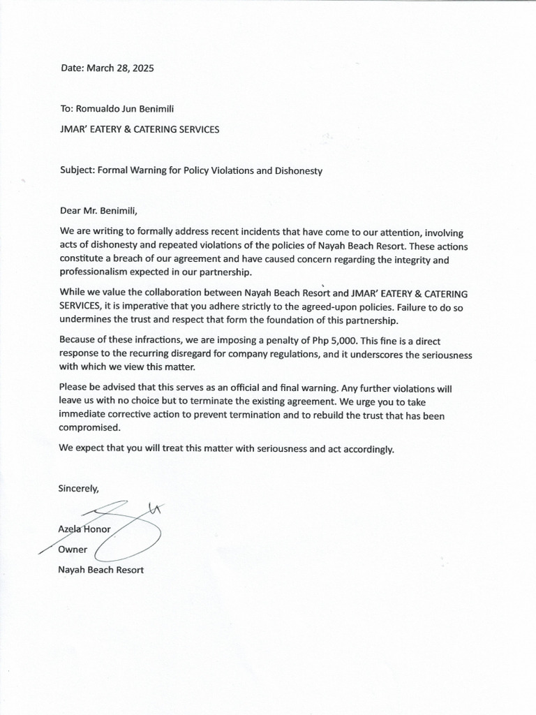 Formal Warning v.2 | PDF