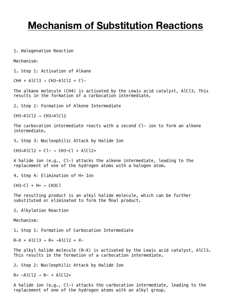 Substitution Reaction Mechanisms Explained | PDF | Chemical Reactions ...