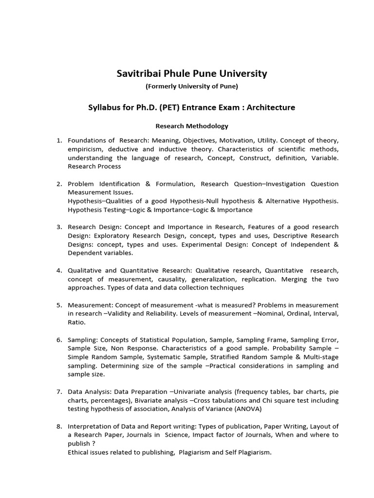 Ph.D. Entrance Exam Syllabus: Architecture | PDF | Sampling (Statistics ...