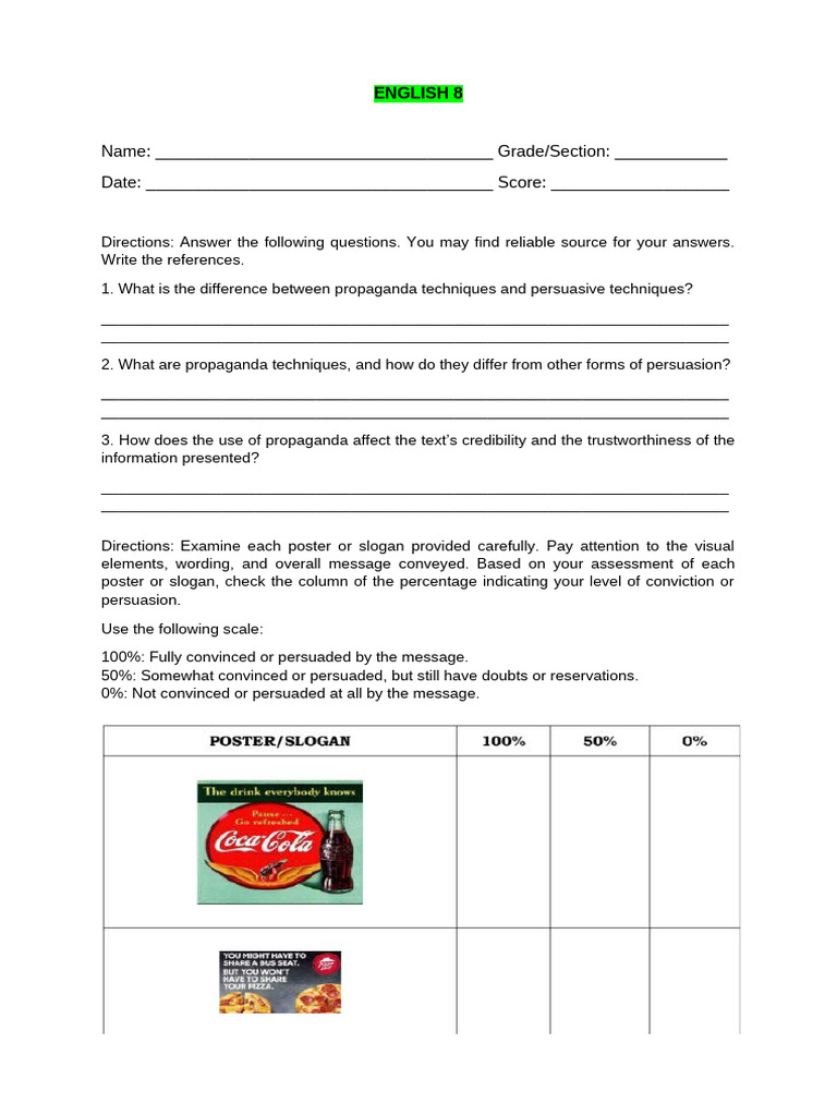 Understanding Propaganda vs. Persuasion | PDF