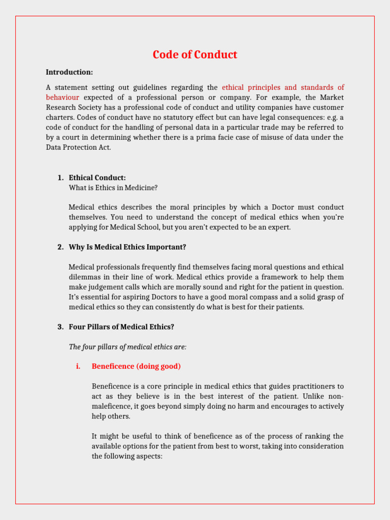 Medical Ethics and Professional Conduct Guide | PDF | Medical Ethics ...