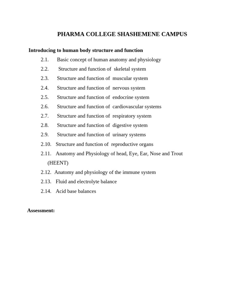 Curriculum Content Anatomy and Physiology | PDF