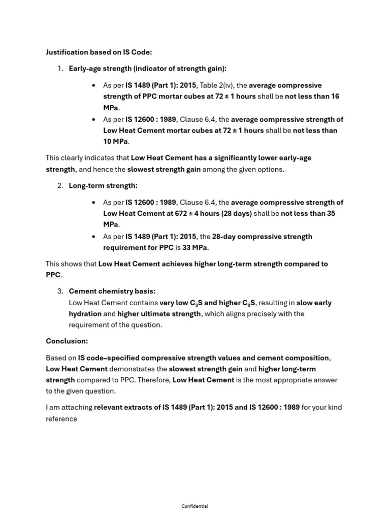 Low Heat Cement vs PPC Strength Analysis | PDF