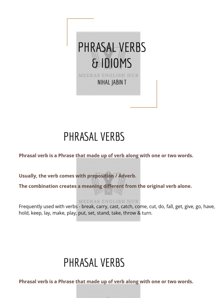 Phrasal Verbs Part 1 Notes PPT - Module 7 - Basic Grammar - Meera-S ...