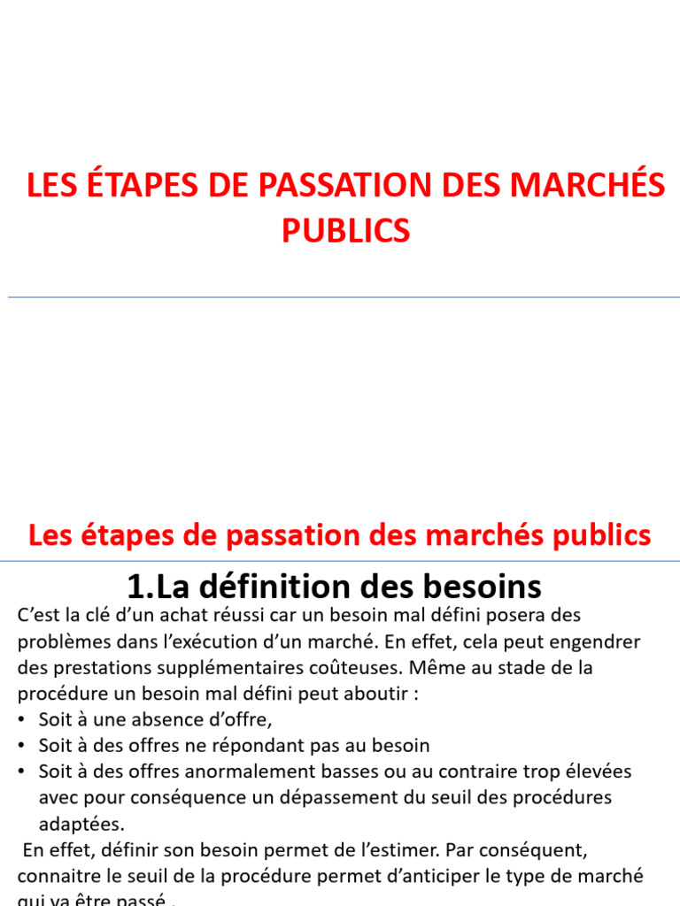Étapes de Passation des Marchés Publics | PDF