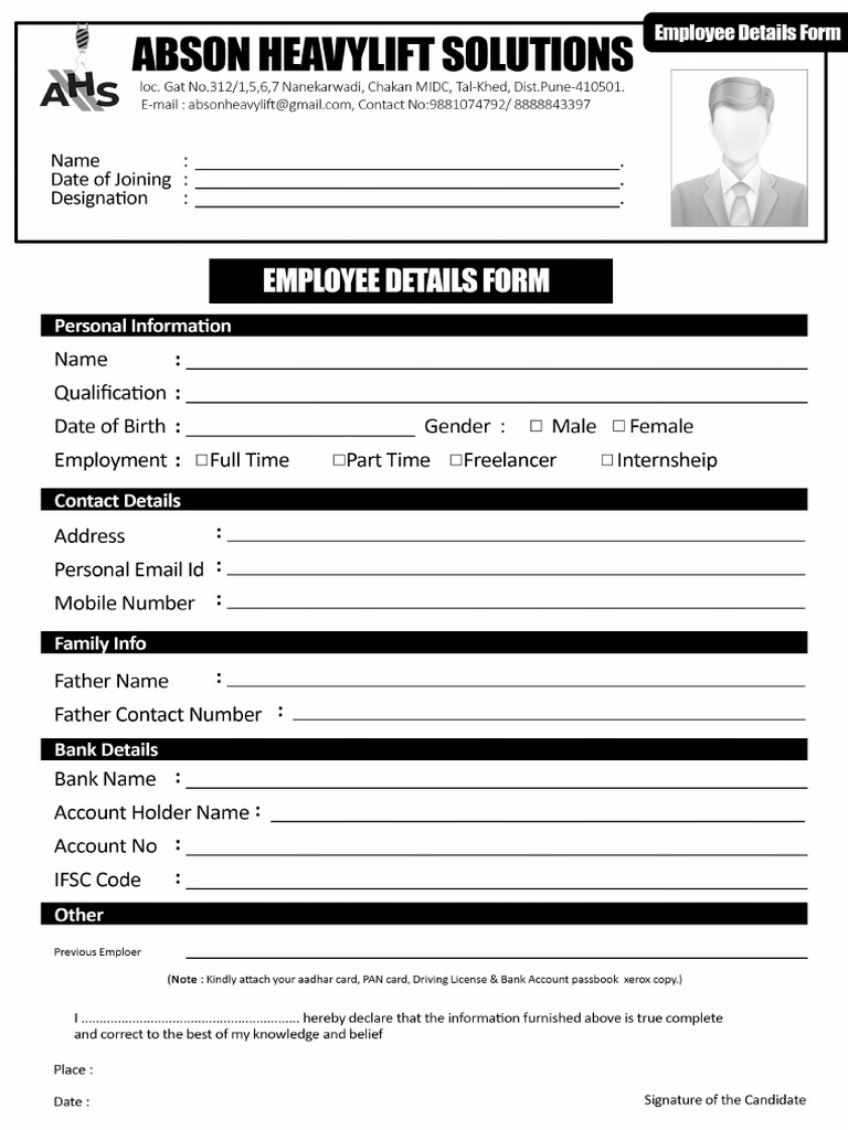 Employee Registration Form | PDF
