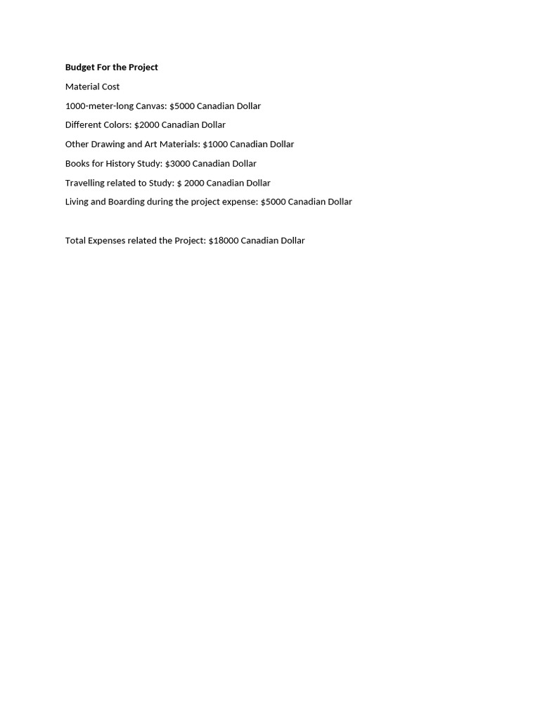 Budget For The Project | PDF