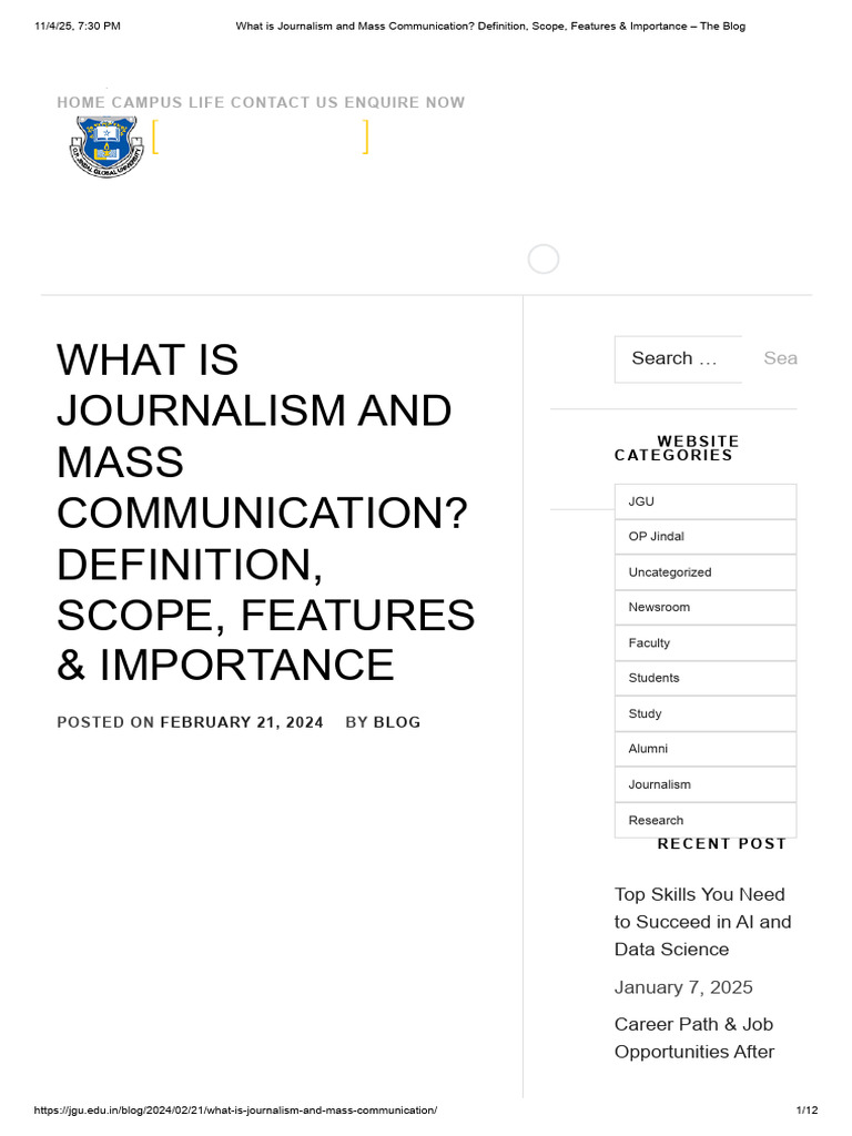 What Is Journalism and Mass Communication - Definition, Scope, Features ...