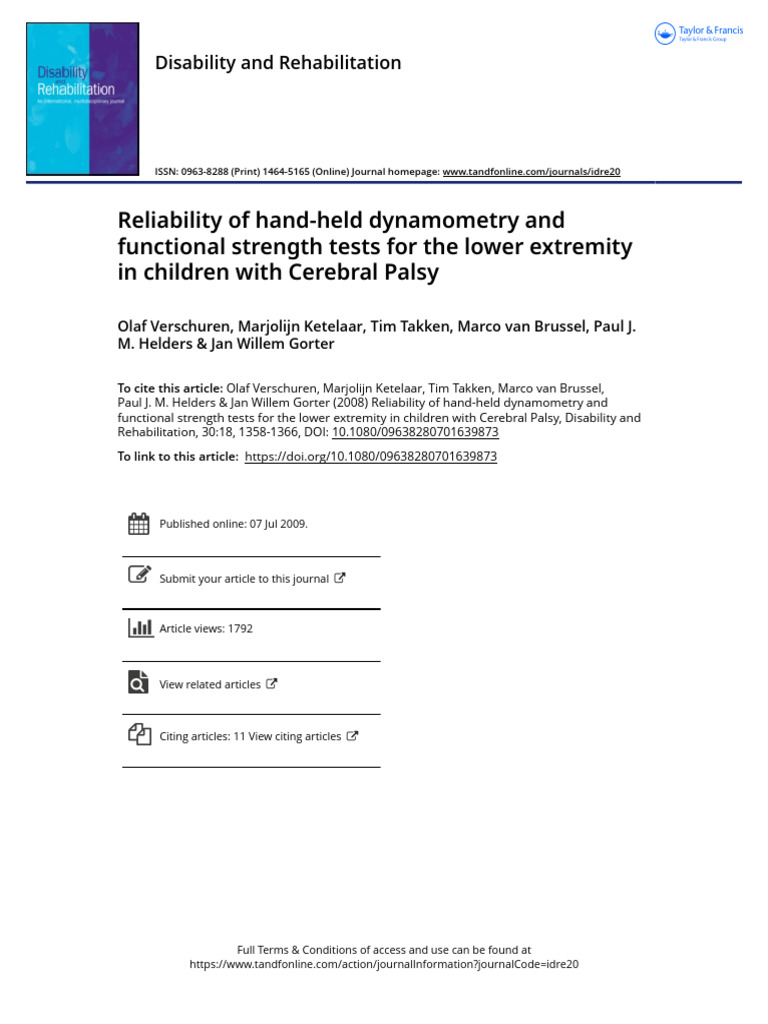 Reliability of Hand-Held Dynamometry and Functional Strength Tests For ...