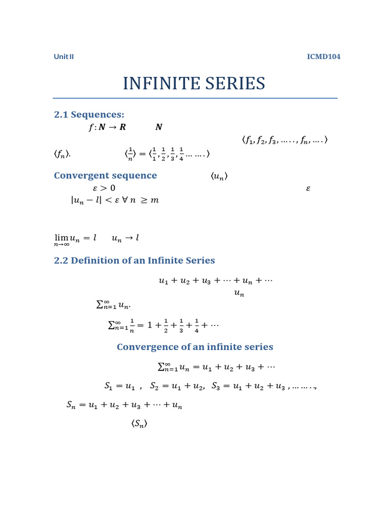 Unit 2 Infinite Series | PDF | Series (Mathematics) | Sequence