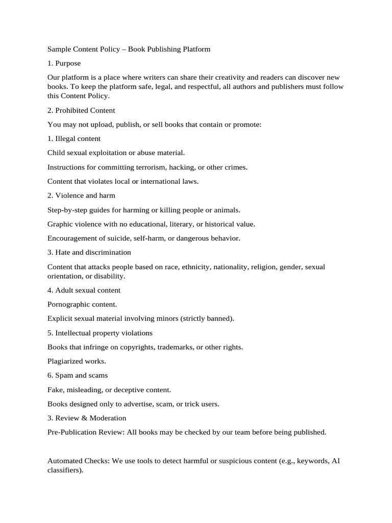 Sample Content Policy | PDF