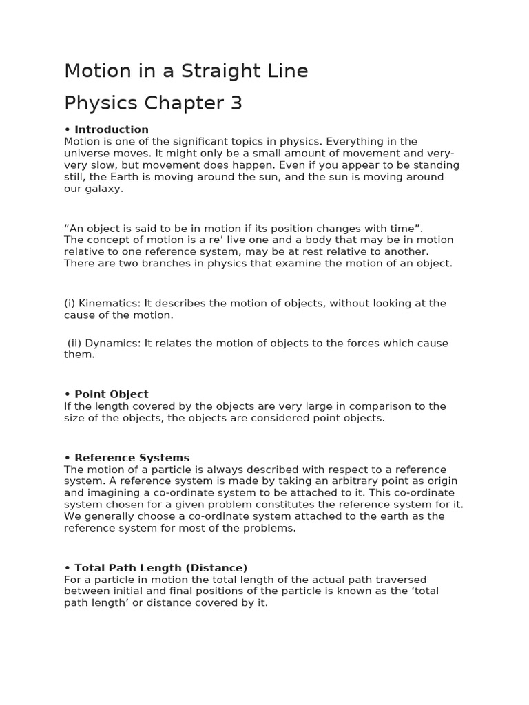 Understanding Straight Line Motion | PDF | Velocity | Acceleration