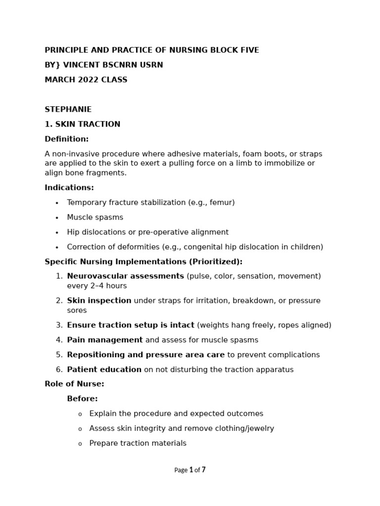 Nursing Procedures for Traction and Eye Care | PDF | Medical ...