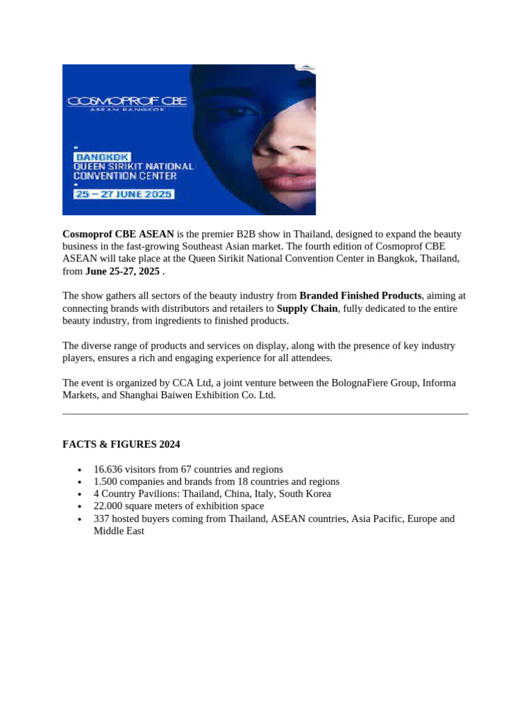 Cosmoprof CBE ASEAN 2025 Overview | PDF