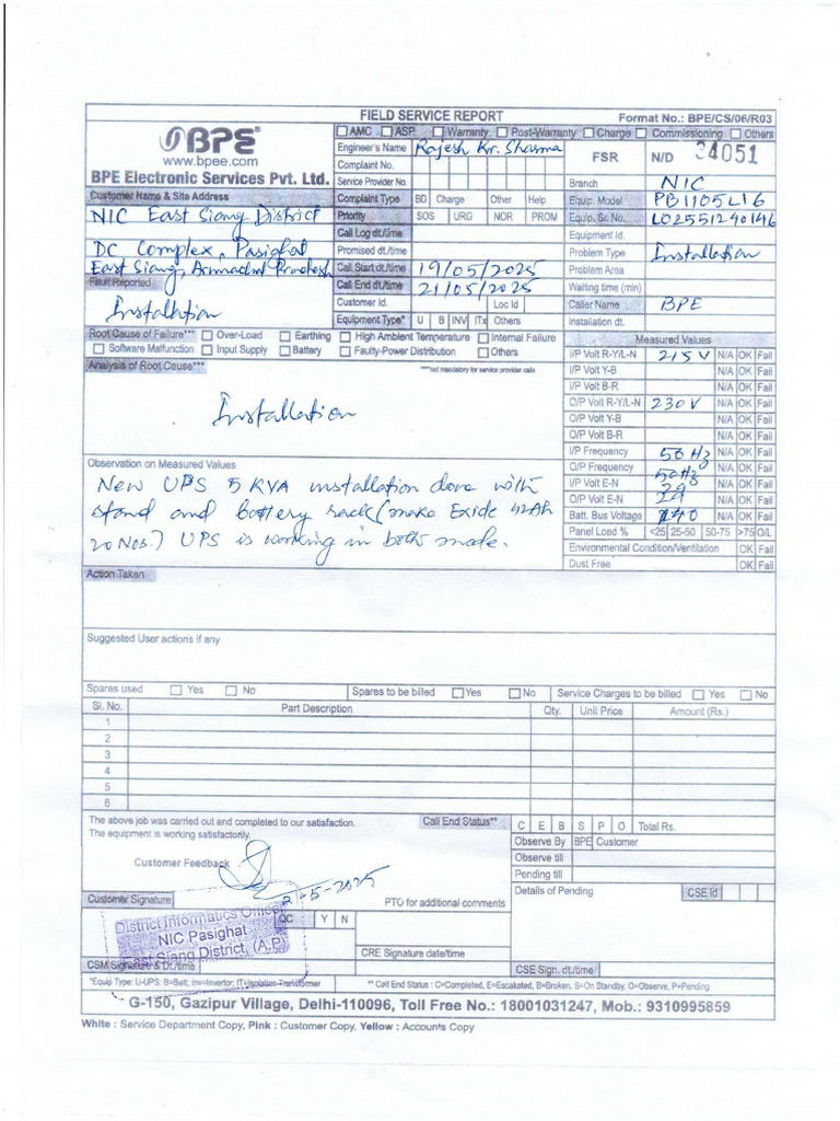 BPE Work Completion Certificate | PDF