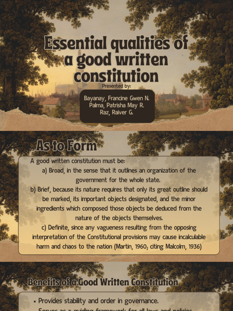 Essential Qualities of A Good Written Constitution Parts of The ...