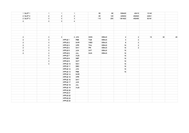 Monthly Slot Schedule for Venus | PDF