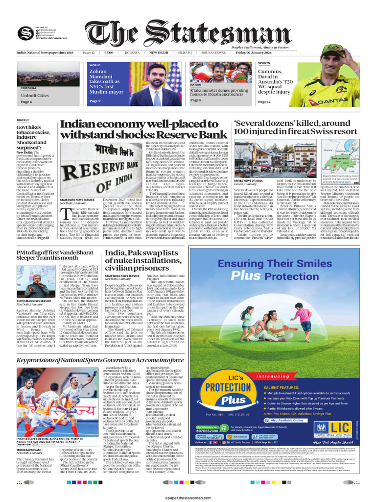 Statesman - Delhi - 02-01-2026 | PDF | Governance
