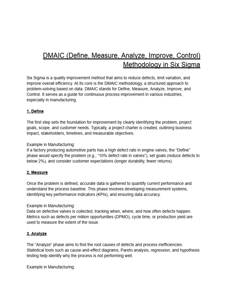 DMAIC Methodology in Six Sigma Explained | PDF | Six Sigma | Business