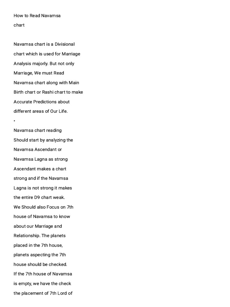 Understanding Navamsa Chart Analysis | PDF | Planets In Astrology ...
