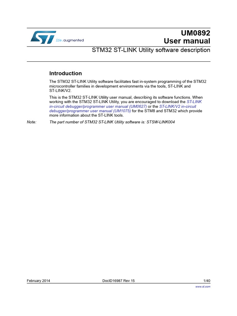STM32 ST-LINK Utility User Manual | PDF | Flash Memory | Computer Memory
