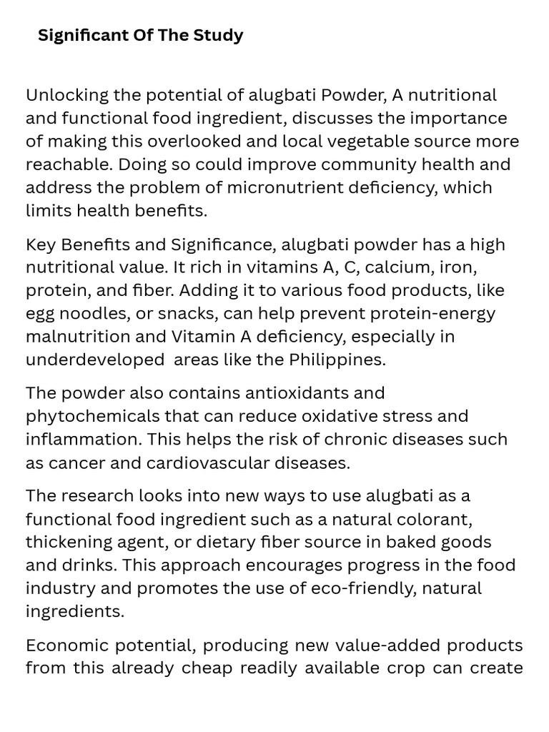 Significant of The Study | PDF