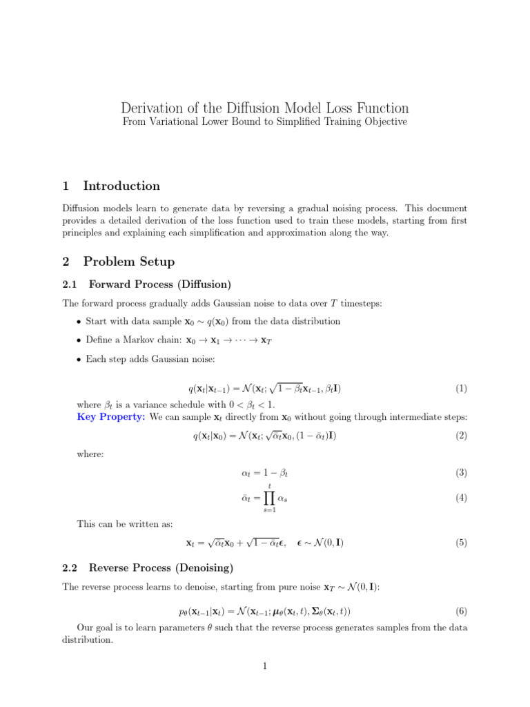 Diffusion Model Loss Function Derivation | PDF | Statistical Models ...
