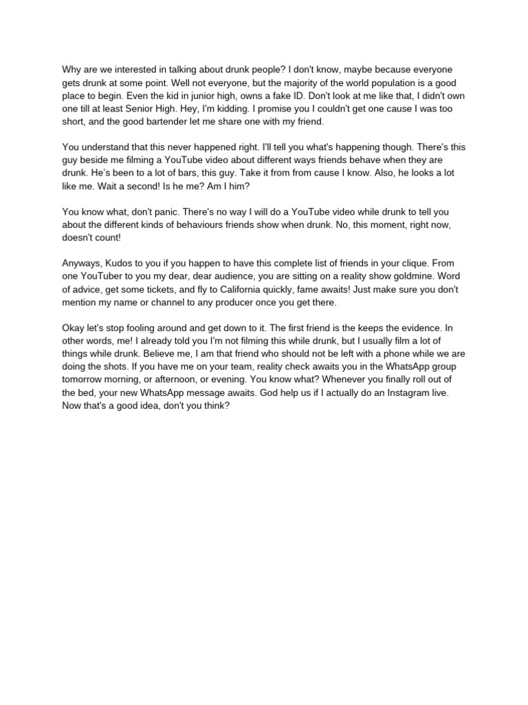 Drunk Friends Script | PDF