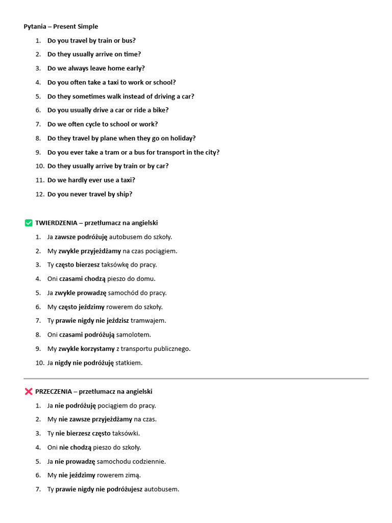 Pytania Present Simple | PDF