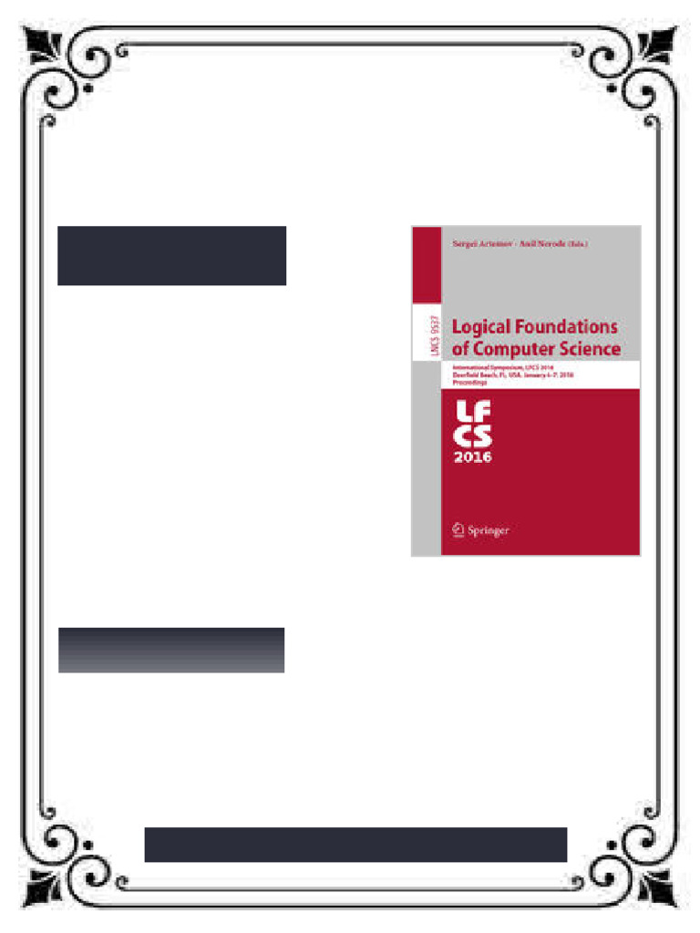 Logical Foundations of Computer Science International Symposium LFCS 2016 Deerfield Beach FL USA ...