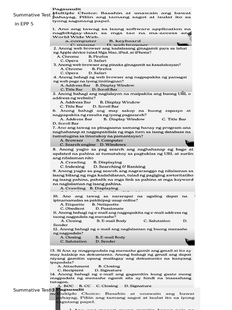 EPP 5 Summative Test Request Template | PDF