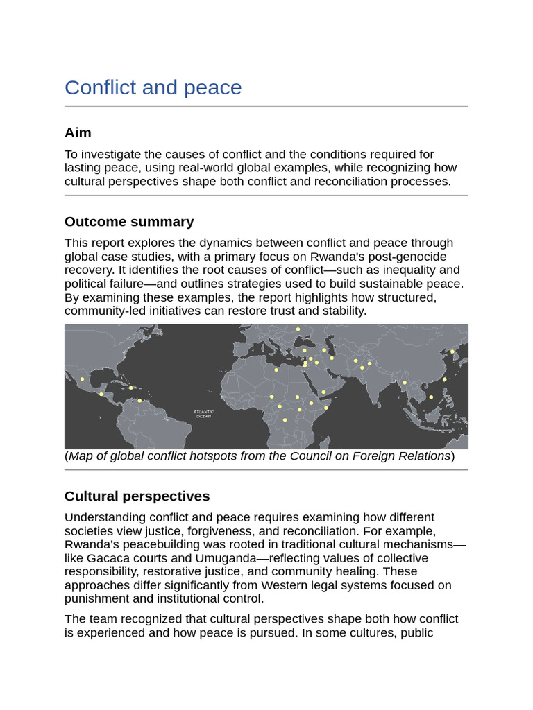 Causes of Conflict and Paths to Peace | PDF